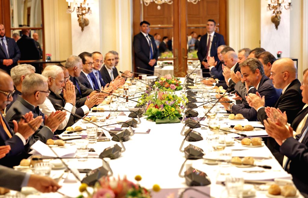 Prime Minister Narendra Modi with Greece's Prime Minister Kyriakos ...