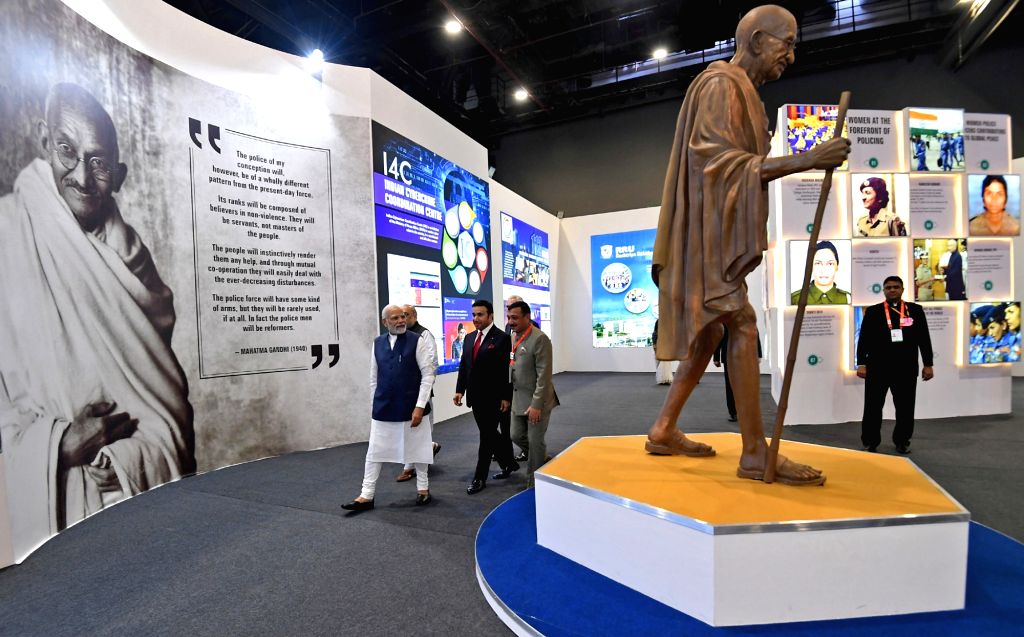 PM Modi with others at the 90th Interpol General Assembly