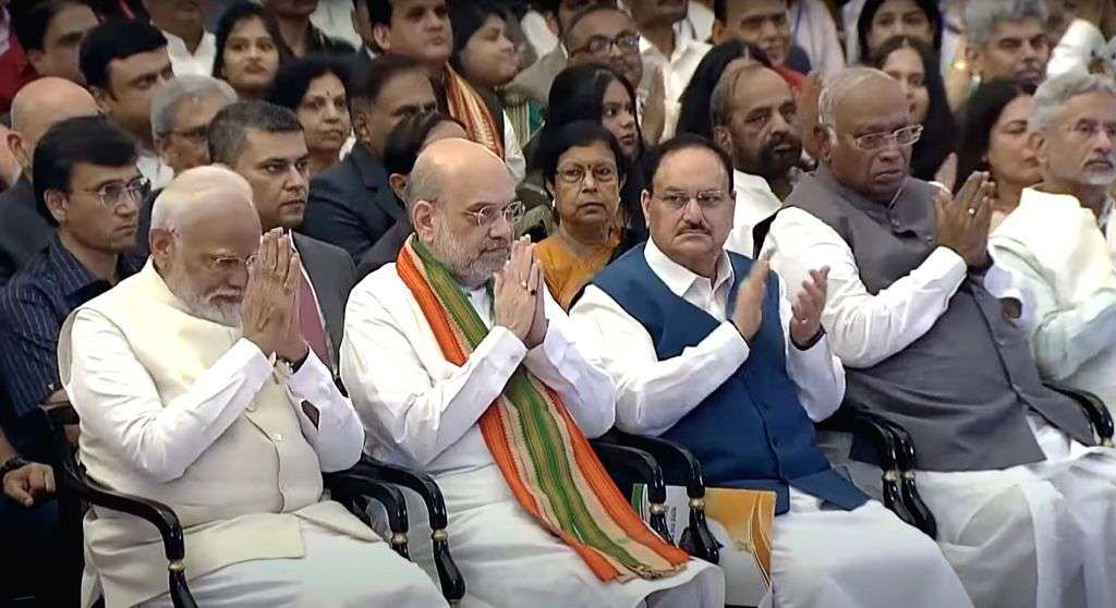 Prime Minister Narendra Modi with others during a ceremony for ...