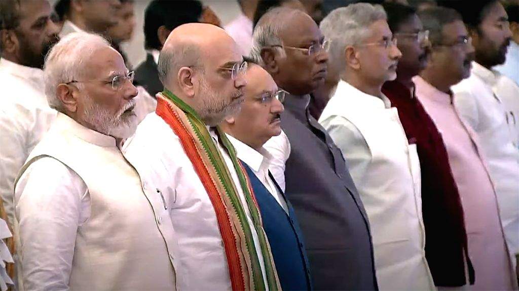 Prime Minister Narendra Modi with others during a ceremony for ...