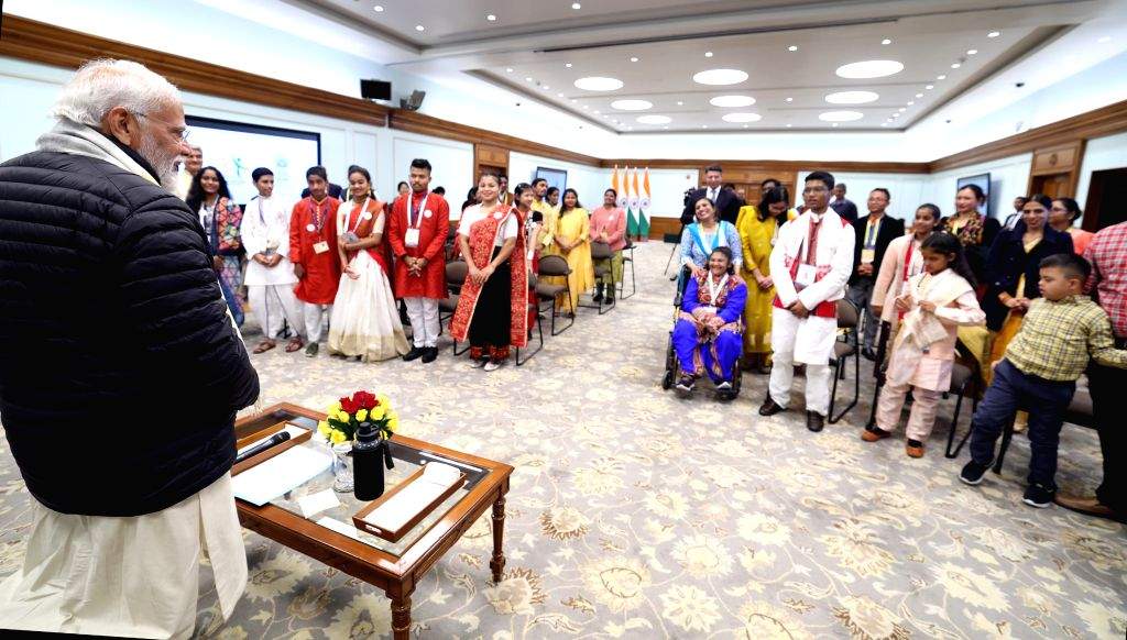Prime Minister Narendra Modi with Union Minister Smriti Irani interacts ...