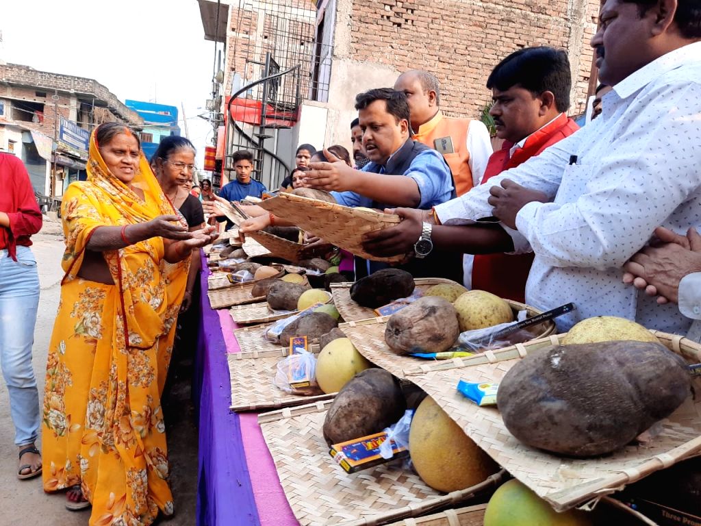 Puja material being distributed for Chhath celebrations