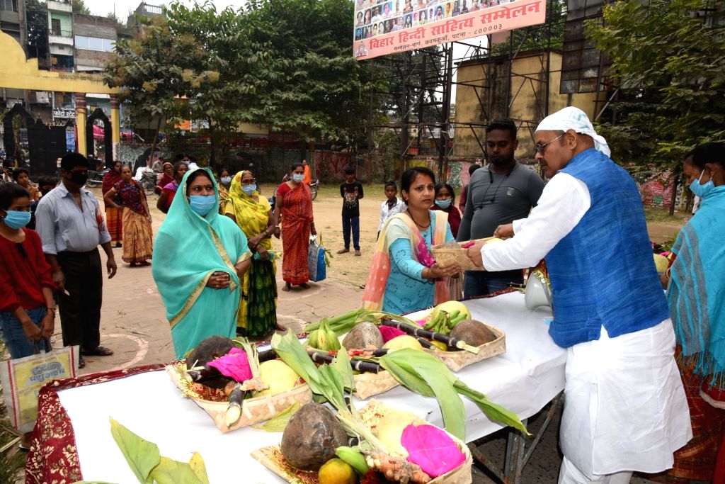 Puja material being distributed for Chhath celebrations