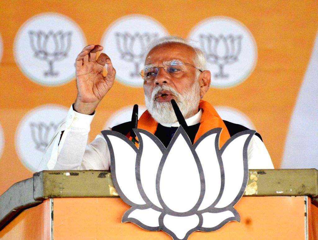 Prime Minister Narendra Modi during a public meeting ahead of Lok Sabha ...