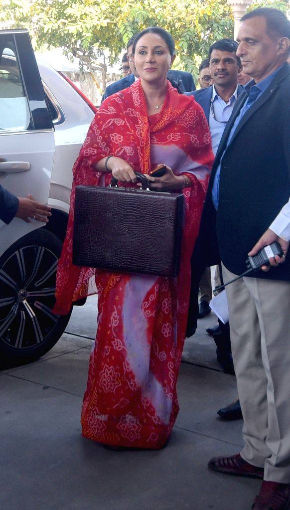 Rajasthan Finance Minister Diya Kumari arrives to present state budget ...
