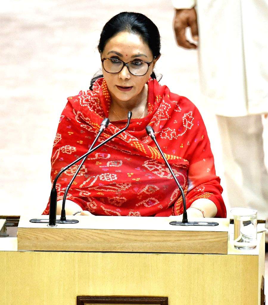 Rajasthan Finance Minister Diya Kumari presents the state budget for ...