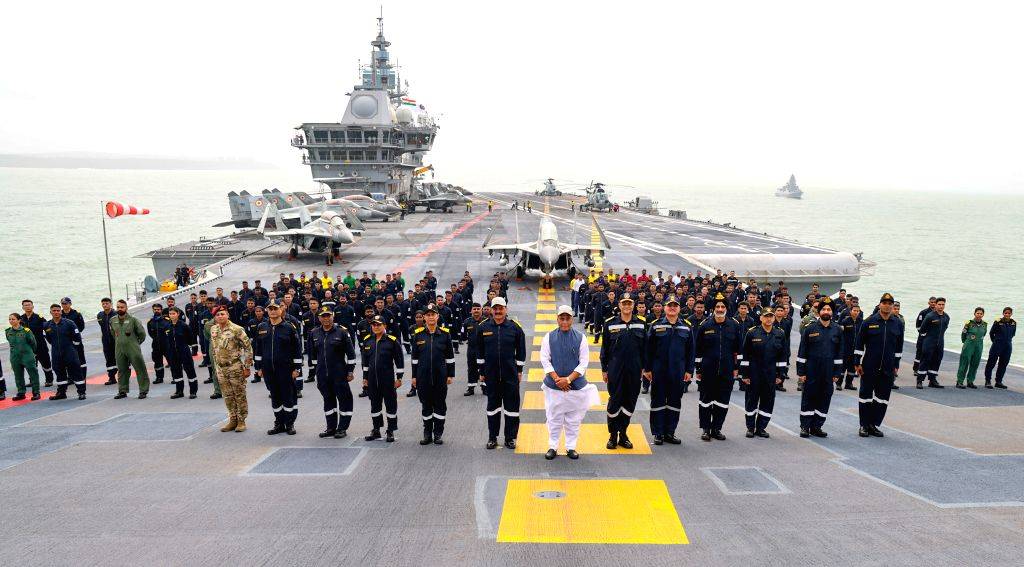 Rajnath Singh meets Navy Personnel onboard INS Vikrant