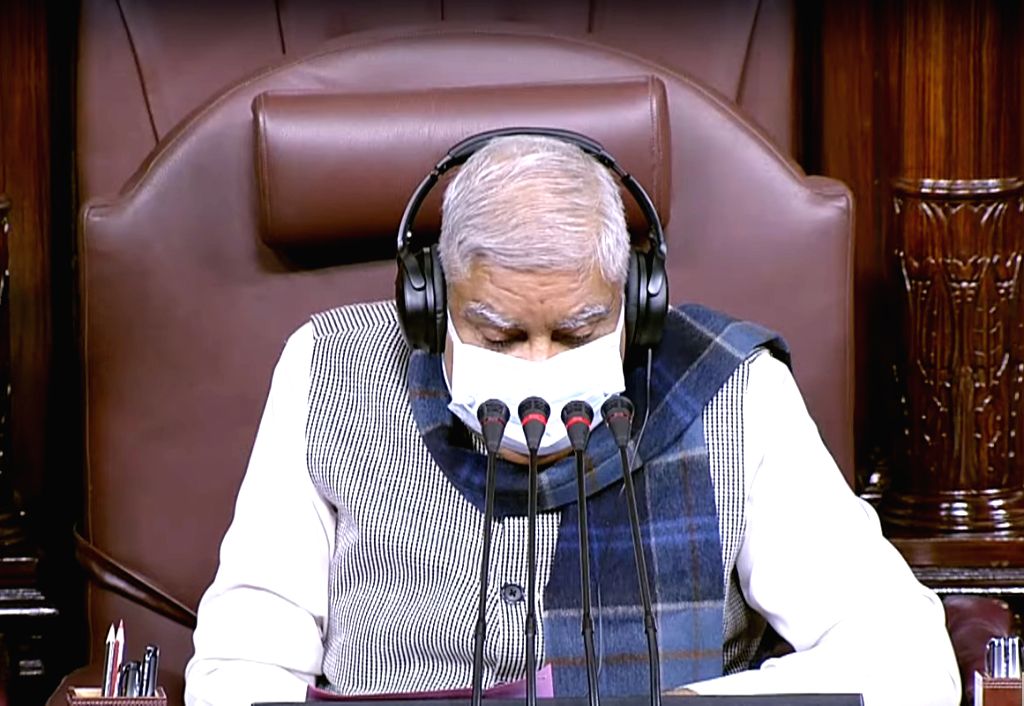 Rajya Sabha Chairman Jagdeep Dhankhar seen wearing a mask in the House