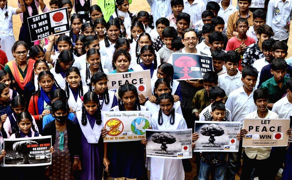 Rama Krishna Swatantranand Educational Society students holds placards ...