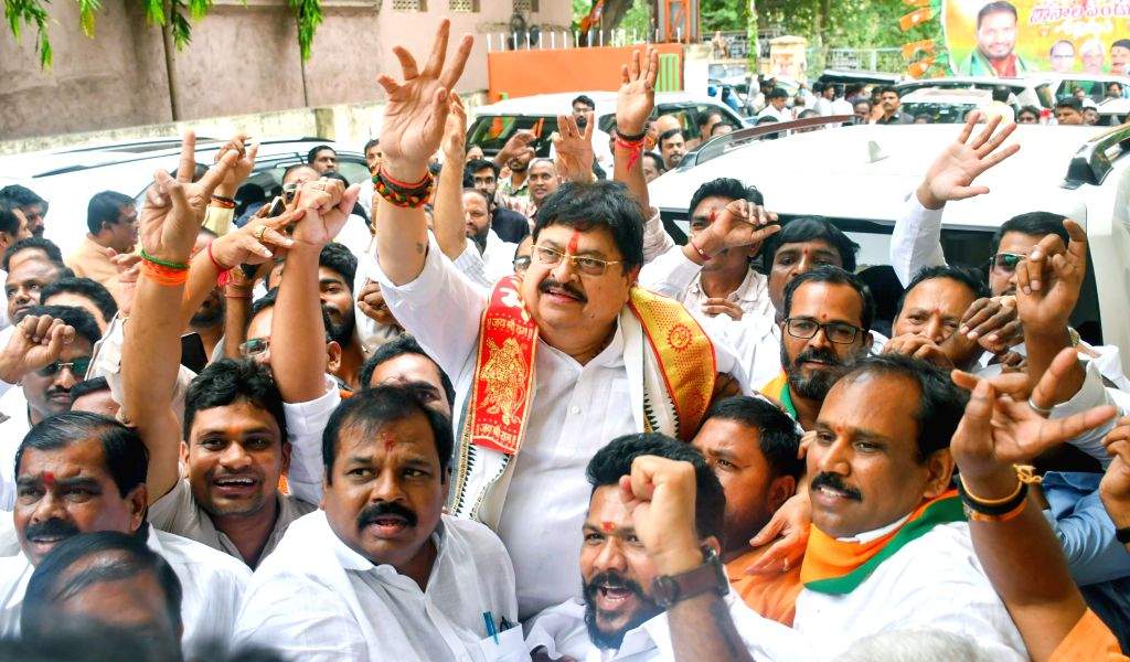 Ramchander Rao Arrives to File Nomination for Telangana BJP President