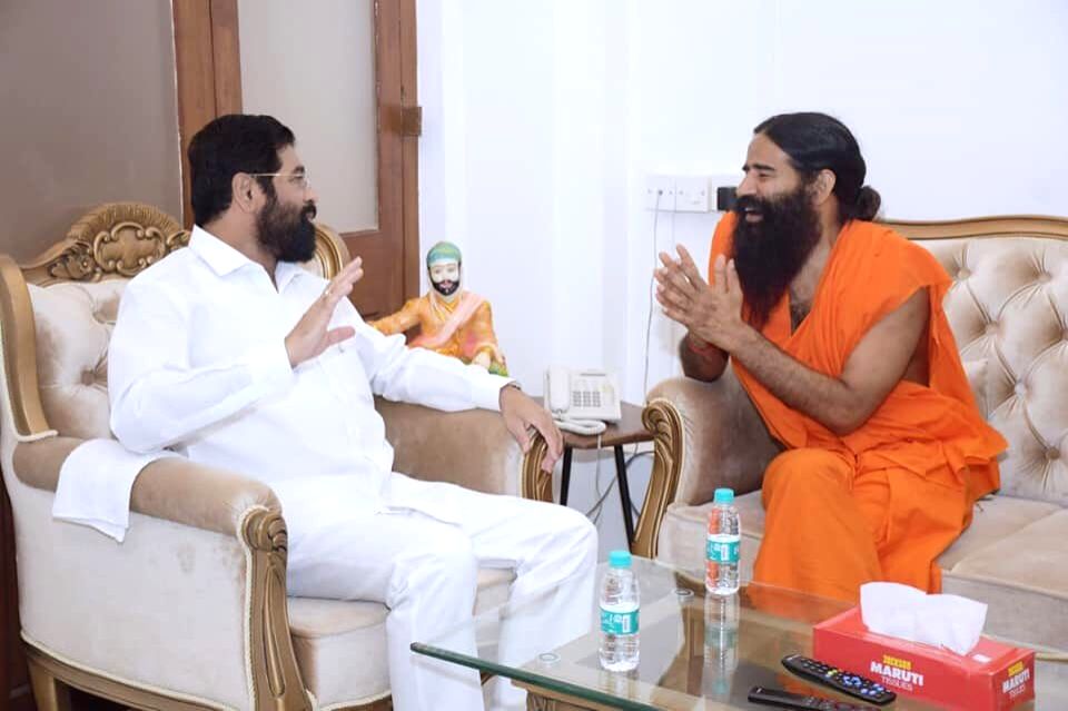 Free Photo : Ramdev Baba declares CM Shinde as 'heir' to Balasaheb ...