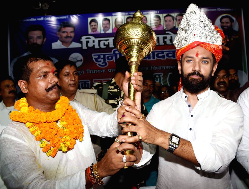 Rashtriya Lok Janshakti Party chief Chirag Paswan along with newly ...
