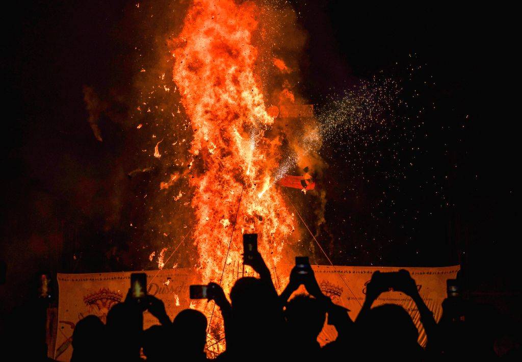 Ravan Effigy Ablaze Marks Dussehra