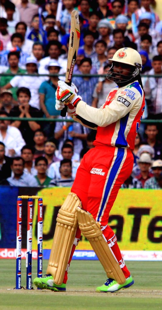 Chris Gayle in action during RCB v/s RR in Jaipur