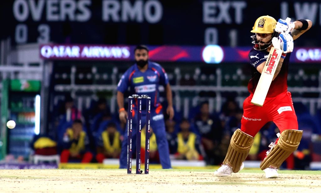 Lucknow : RCB batsman Virat Kohli plays a shot