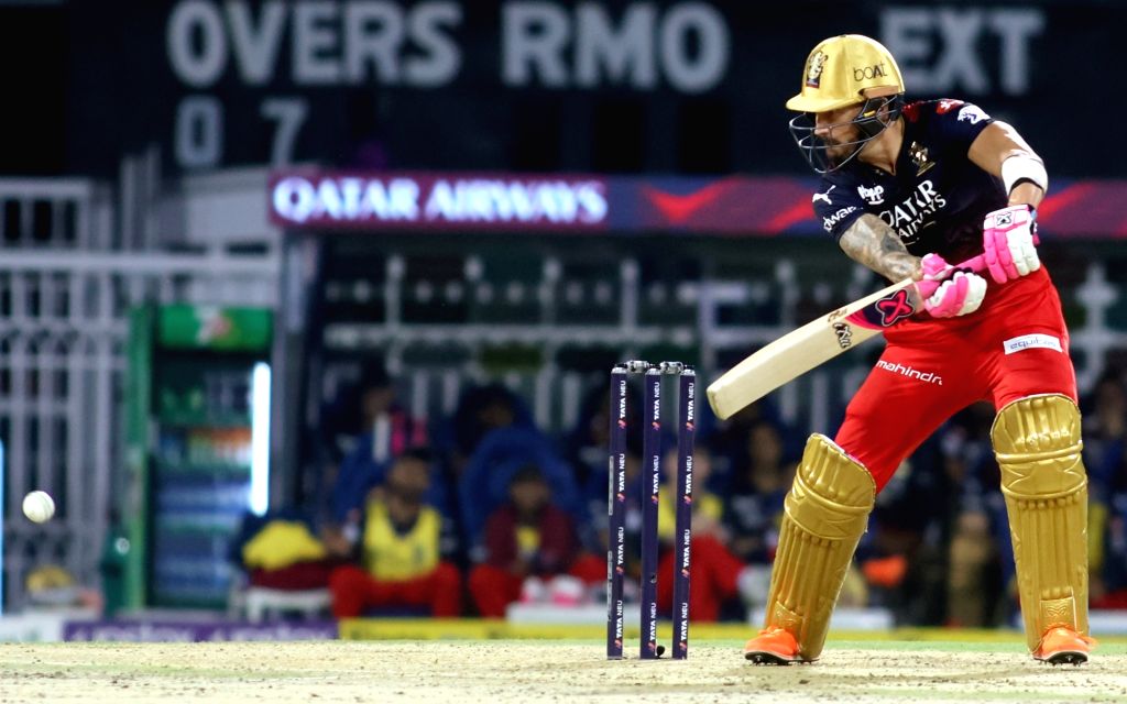 Lucknow : RCB captain Faf du Plessis plays a shot