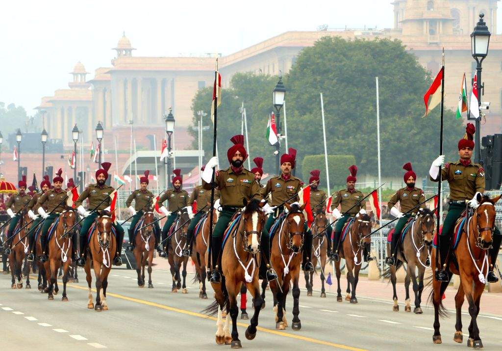 Rehearsal for the upcoming Republic Day Parade 2025 at Kartavya Path
