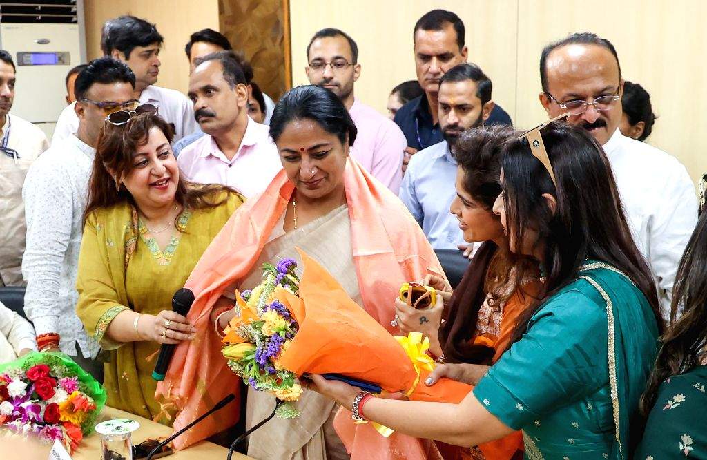 Rekha Gupta interacts with parents