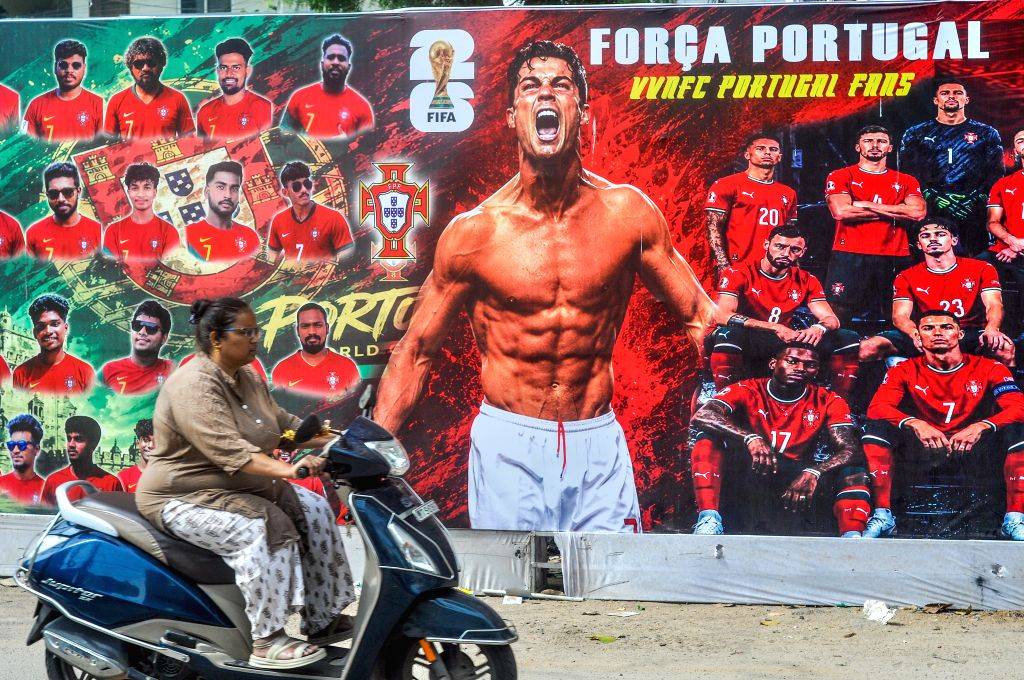 Residents Celebrate FIFA World Cup with Giant Football Posters