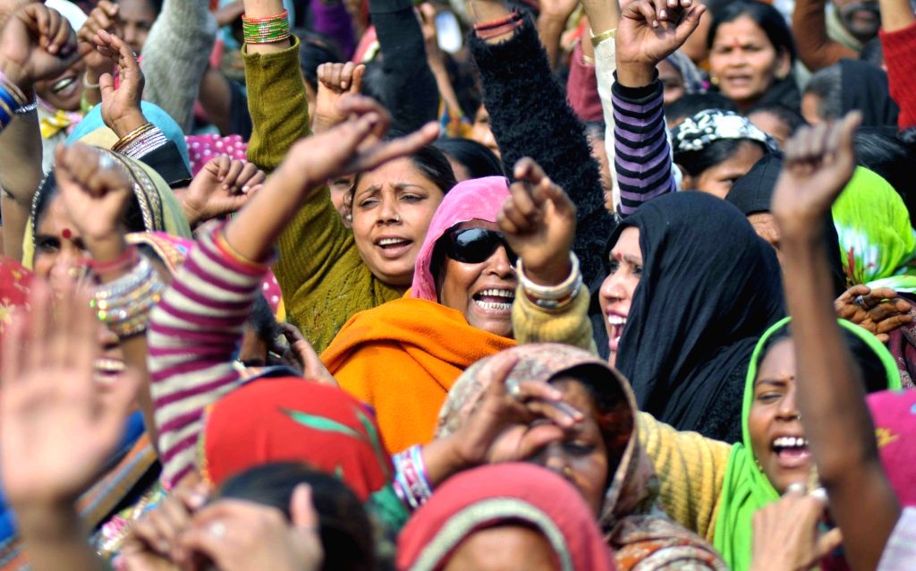 Kathputli Colony resident's demonstration against DDA