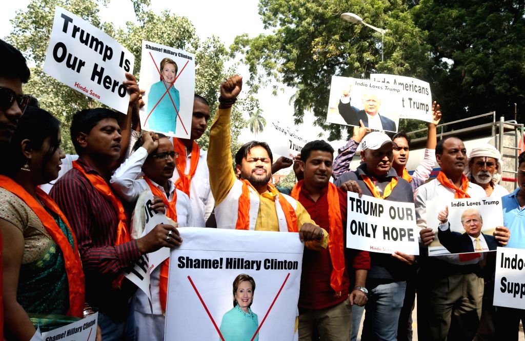 Right wing activists demonstrate against Hillary Clinton