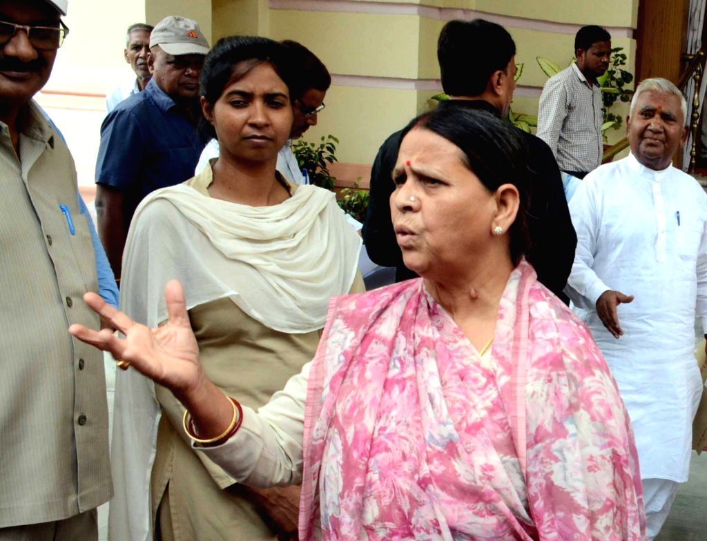 Rabri Devi talks to the media at Bihar Assembly