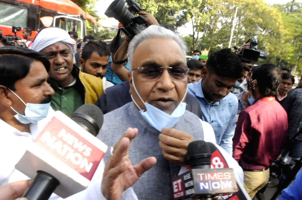 RJD MP Prem Gupta talks to the media