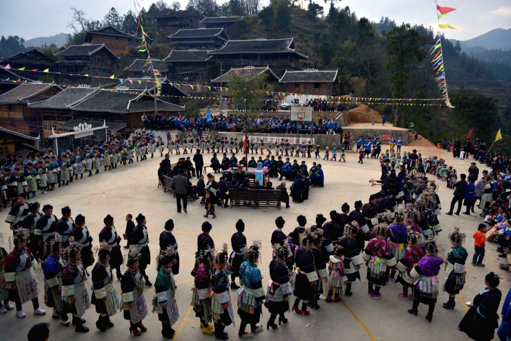The Dong ethnic group wearing traditional costume