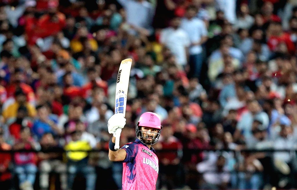 : Dharamshala : RR's batsman Devdutt Padikkal celebrates his half-century