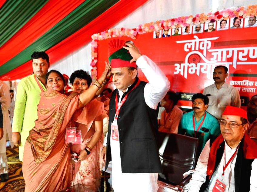 Samajwadi Party chief Akhilesh Yadav during party's training camp