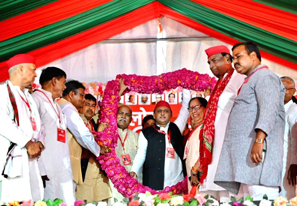 Samajwadi Party chief Akhilesh Yadav during party's training camp