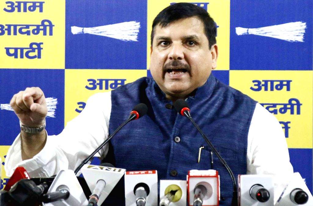 Sanjay Singh addresses a press conference