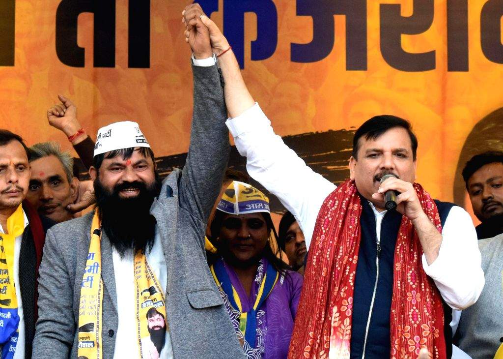 Sanjay Singh campaigns for Rakesh Jatav in Mangolpuri