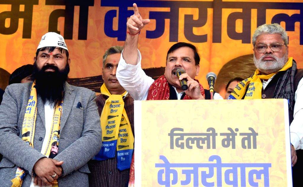 Sanjay Singh campaigns for Rakesh Jatav in Mangolpuri