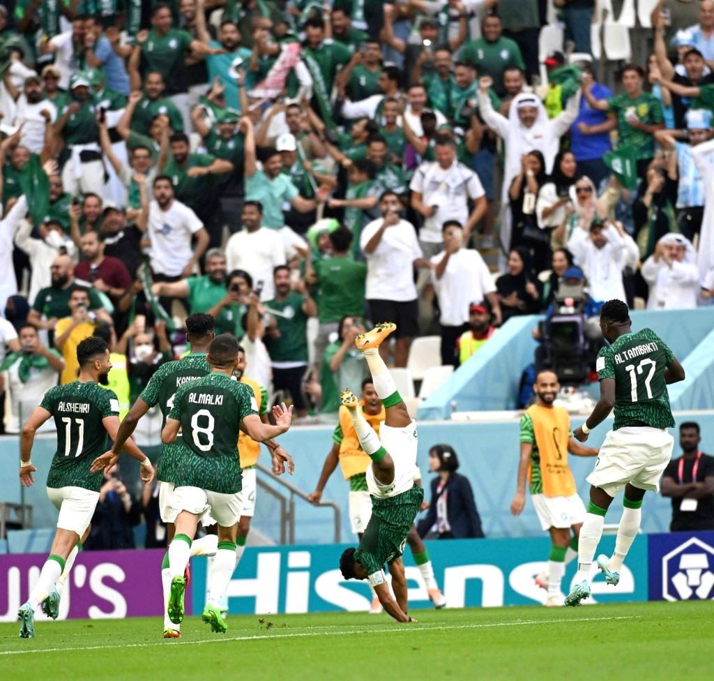 :Lusail:Saudi Arabia's Salem Al-Dawsari celebrates after scoring his ...