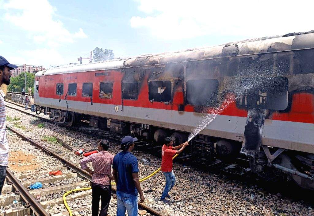 Two parked empty train coaches at Secunderabad caught fire