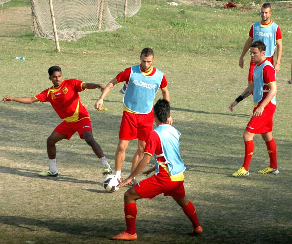 Selangor football team from Malaysia practice at Kolkata