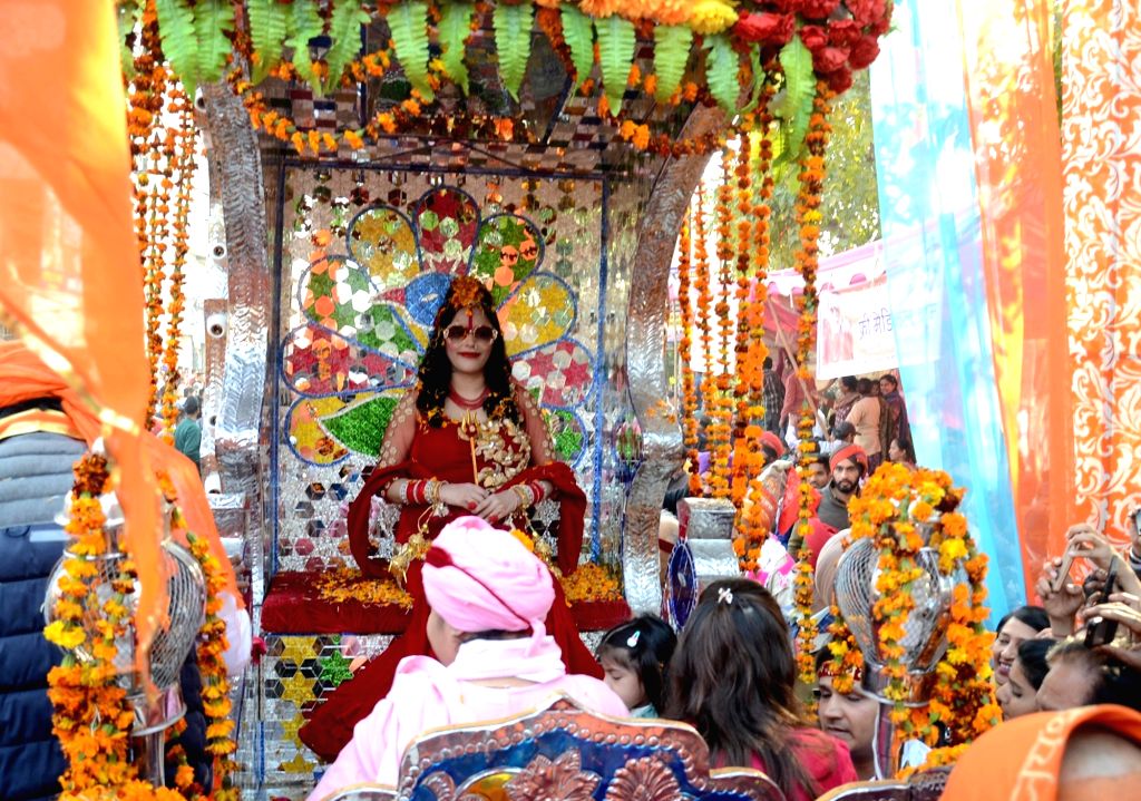Radhe Maa during a â Shobhayatraâ