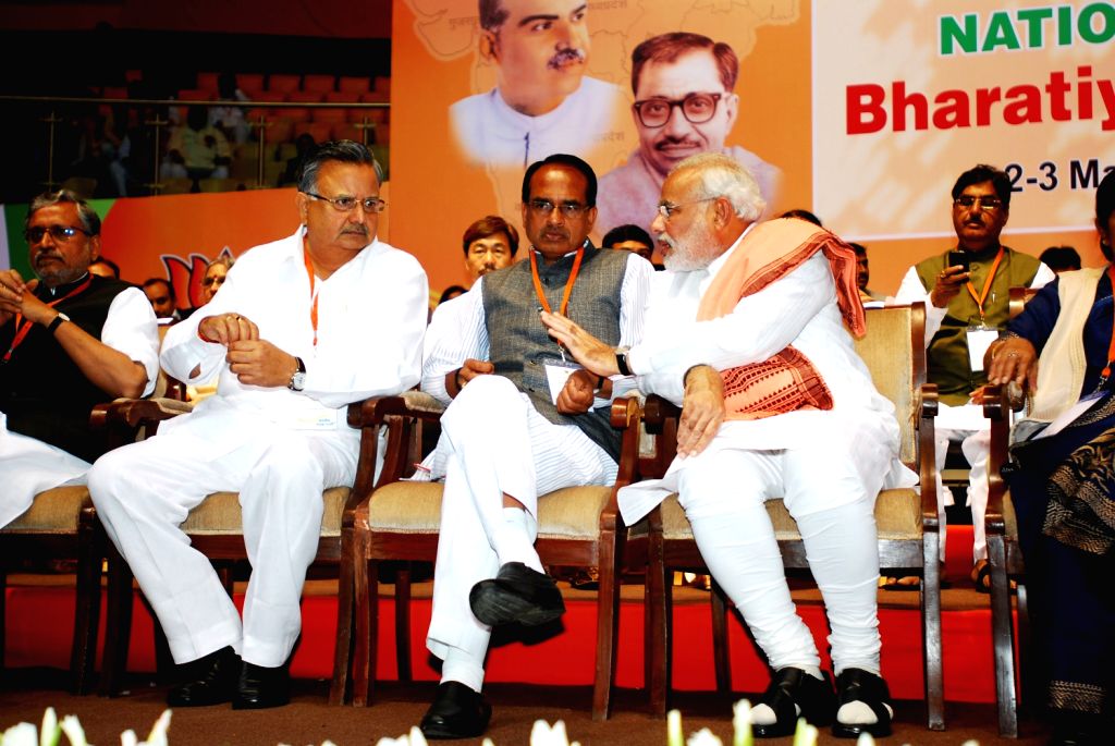 Senior BJP leaders at the BJP National Council meeting