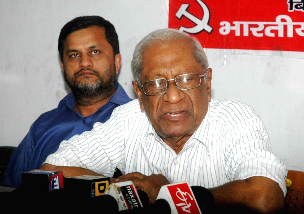 CPI leader A B Bardhan addresses a press conference