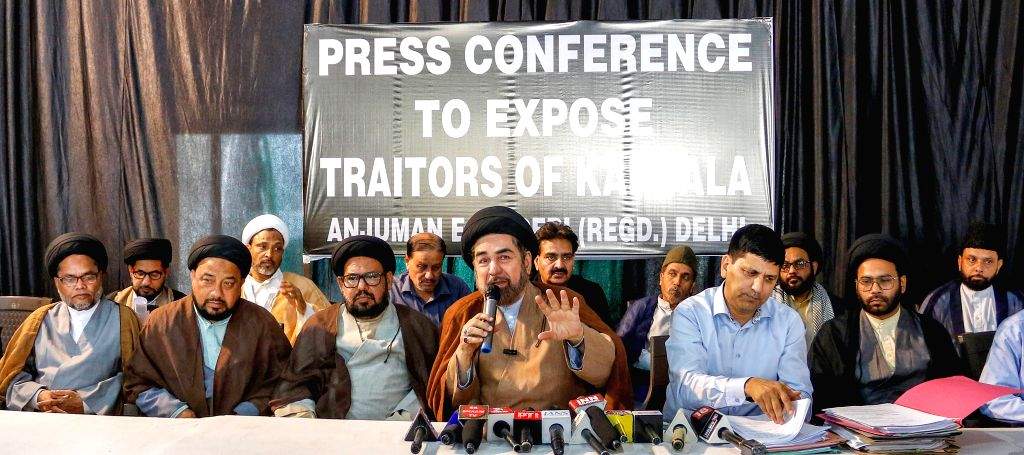Shia cleric Maulana Syed Kalbe Jawad addresses a press conference