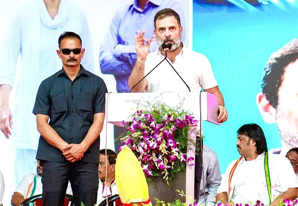 Shivamogga : Congress leader Rahul Gandhi during an election rally for ...