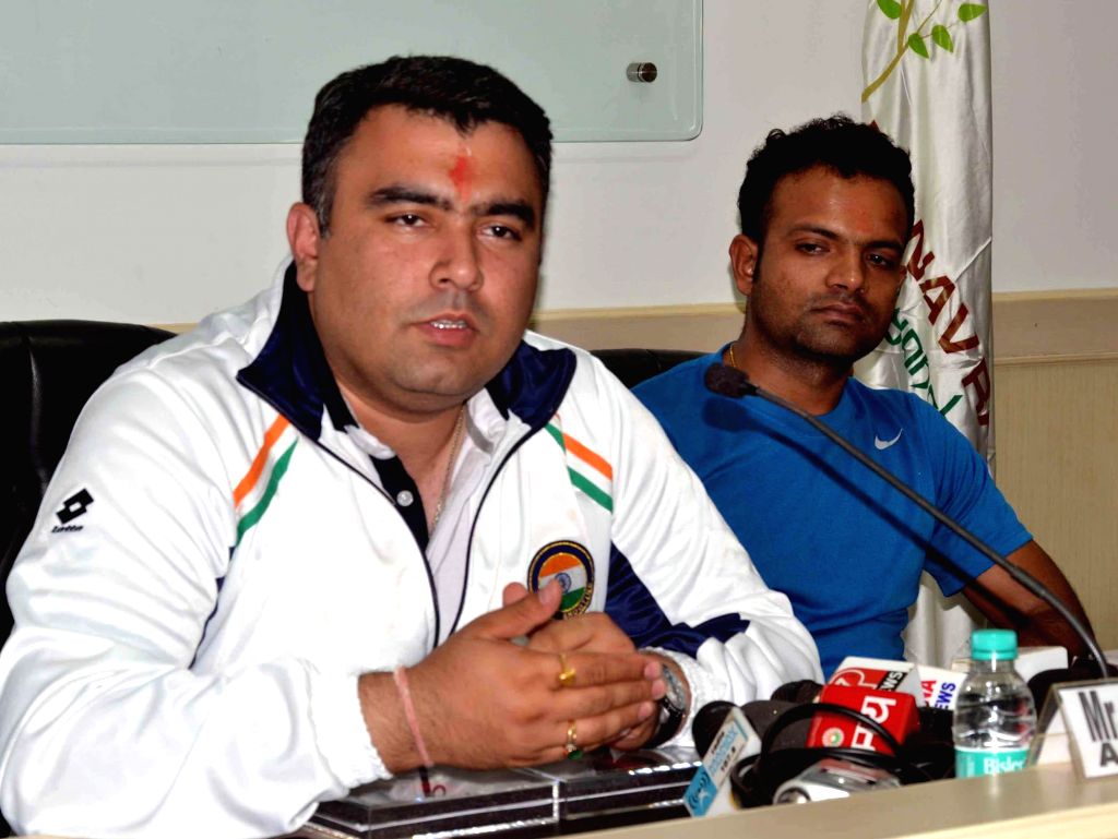 Indian shooters during a press conference