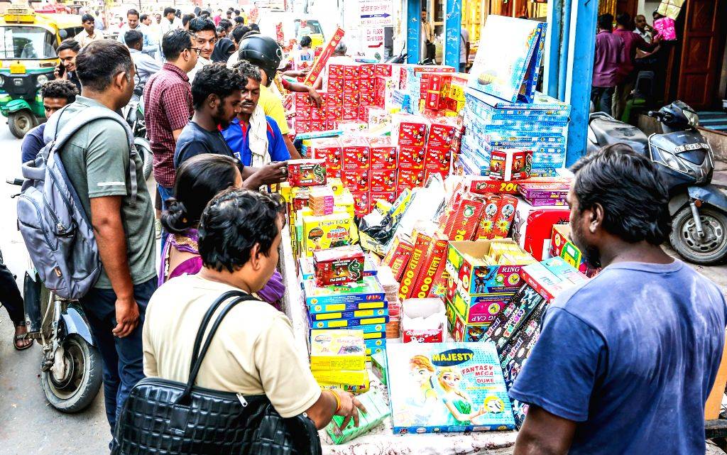 Shoppers Buy Firecrackers Ahead of Diwali
