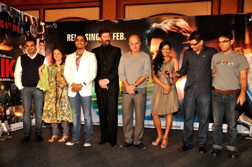 Siddharth, Aditya Pancholi, and Anupam Kher at Striker Music Launch.
