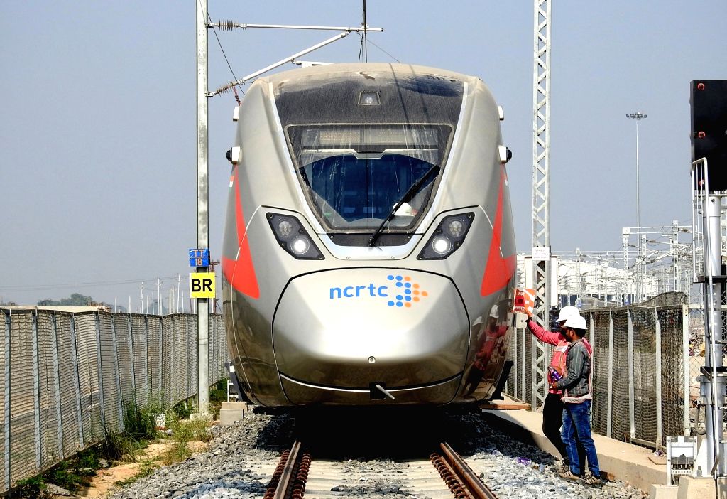 New Delhi : Six-coach tains set of RRTS at Duhai Depot