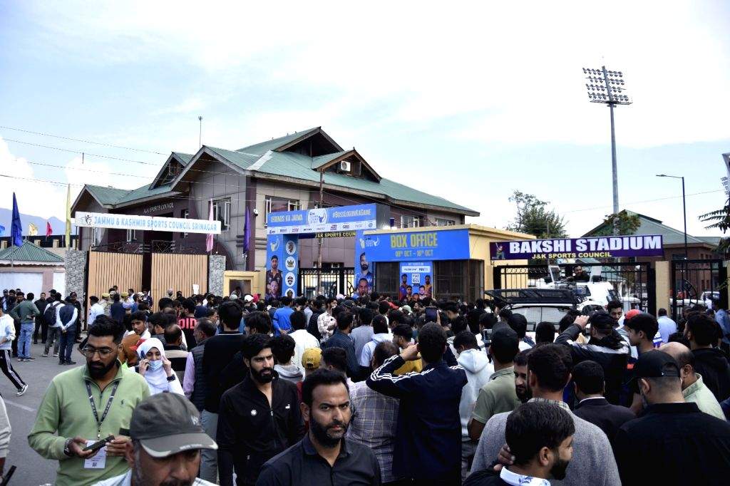 Spectators at Bakshi Stadium for the Legends League Cricket match