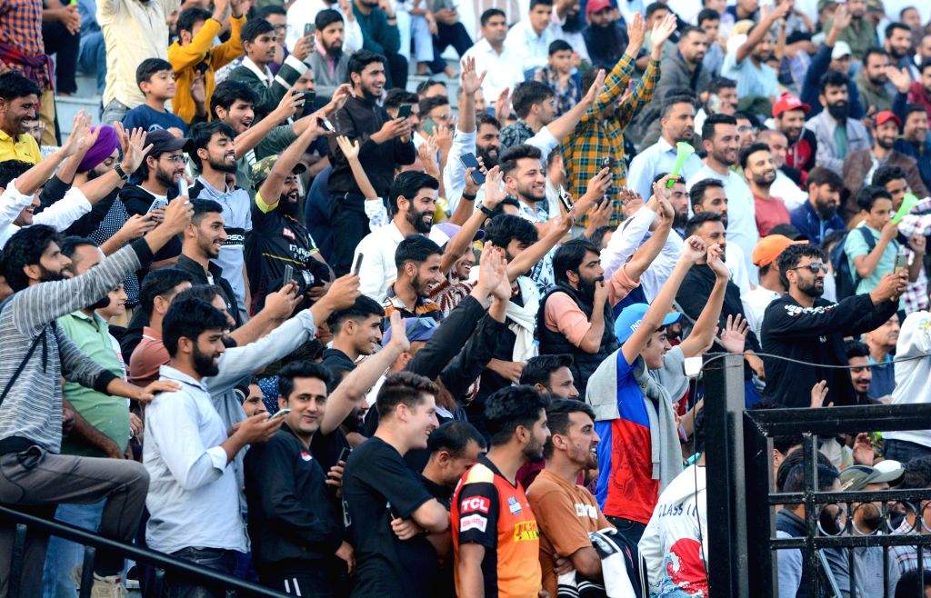 Spectators at Bakshi Stadium for the Legends League Cricket match