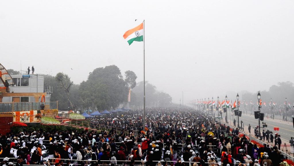 New Delhi : Spectators in large numbers arrive to see 74th Republic Day ...