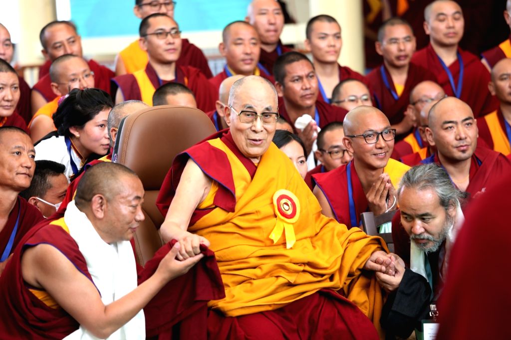 Spiritual leader Dalai Lama meets his disciples